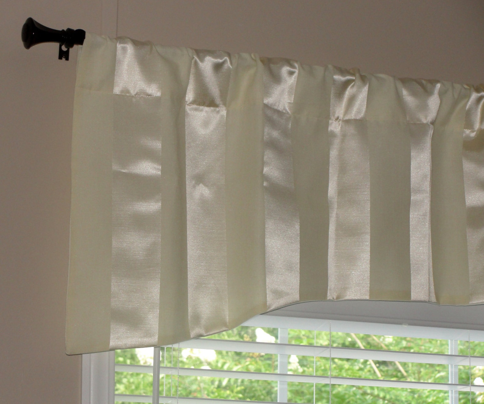 Cream Satin Canopy Stripe Shaped Valance 52 X 19 | Etsy