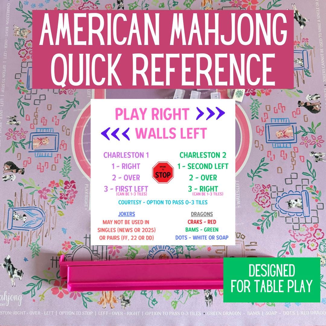 American Mahjong Reference Sheet, Charleston Guide (instant Download ...