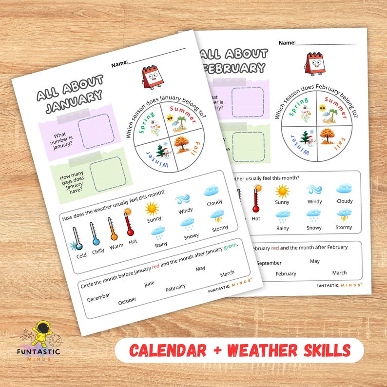 Months of the Year and Seasons Bundle | Preschool Calendar, Weather ...