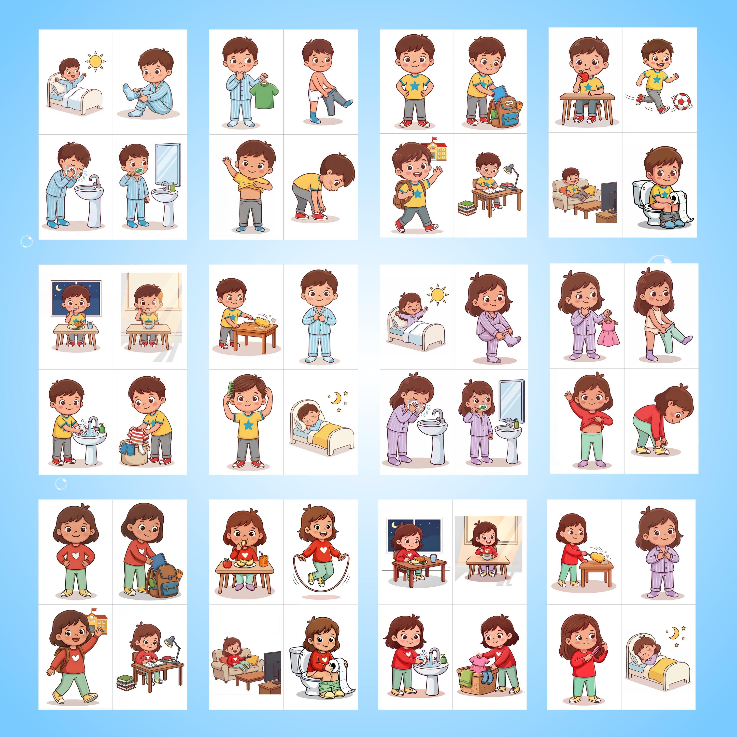 Daily Routine Flashcards for Kids | Visual Schedule Cards (digital ...