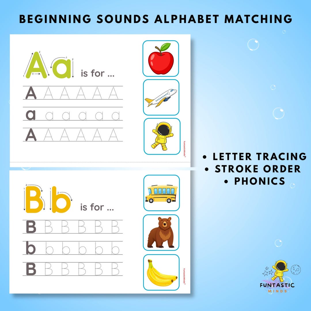 Beginning Sounds Alphabet Matching Printable | Phonics Activity for ...