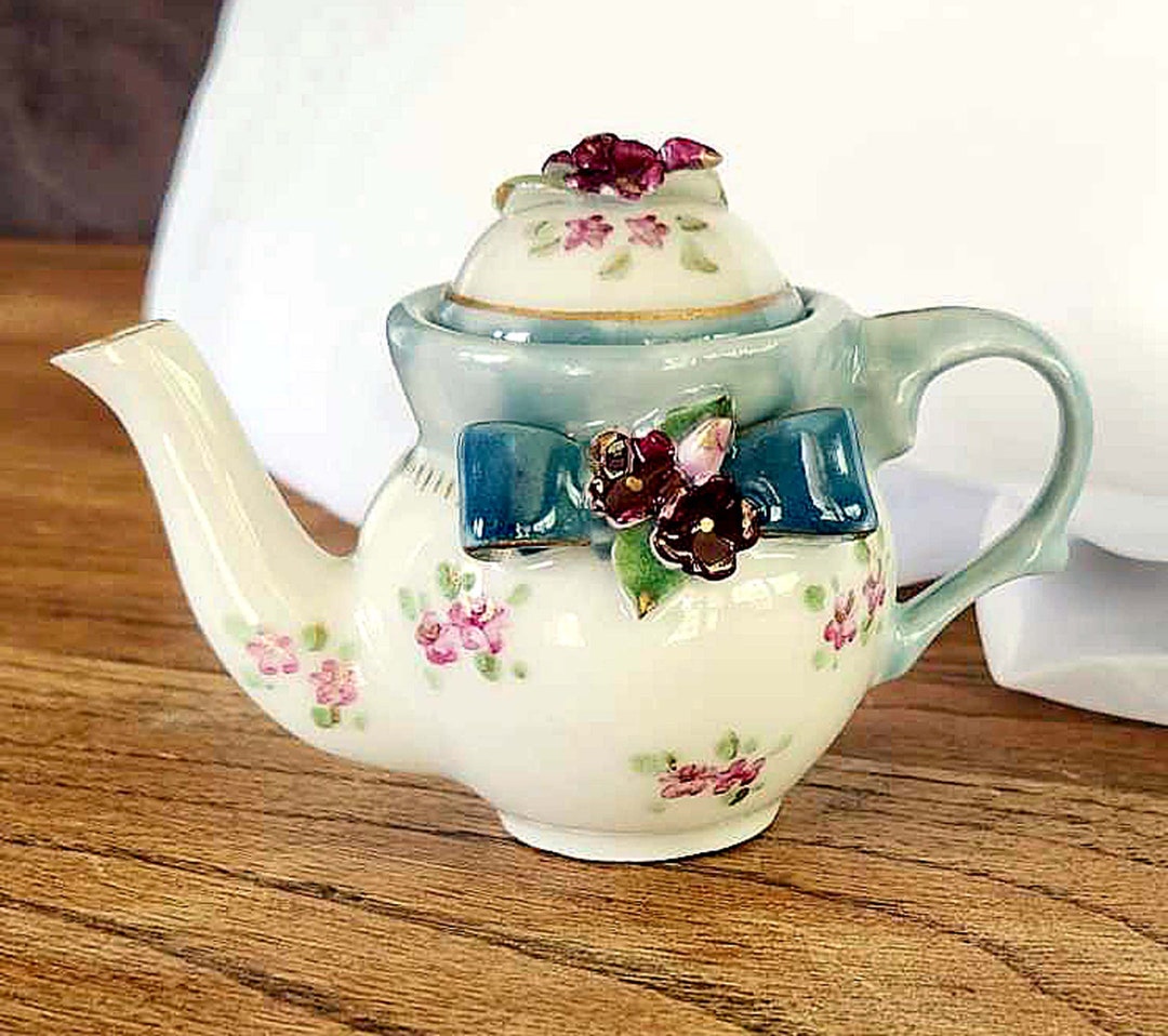 Miniature Teapot Collectible for Dollhouse, Ceramic Dishes for Tea ...