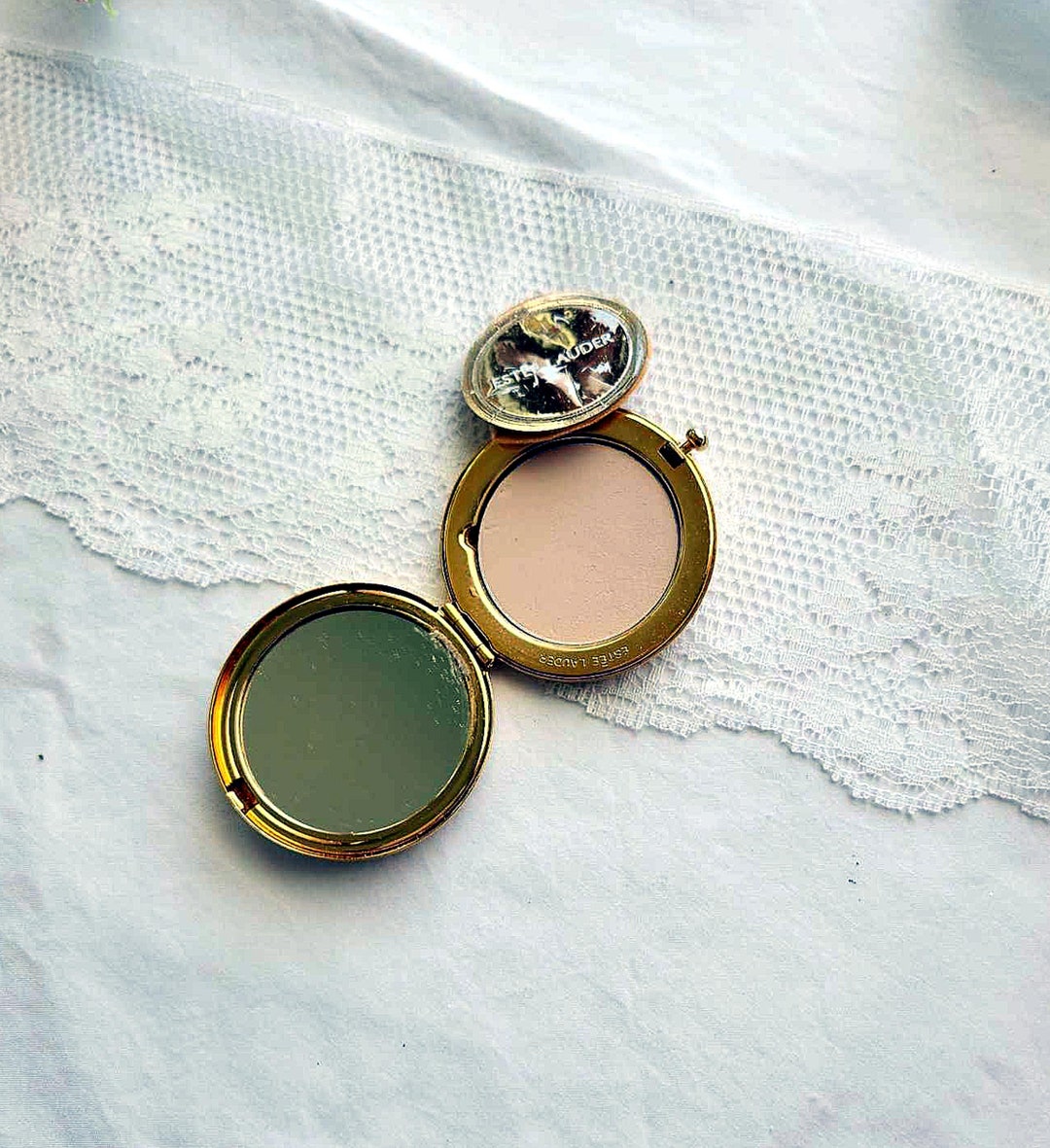 Vintage Estee Lauder Gold Compact Mirror: Lucidity Translucent Powder ...