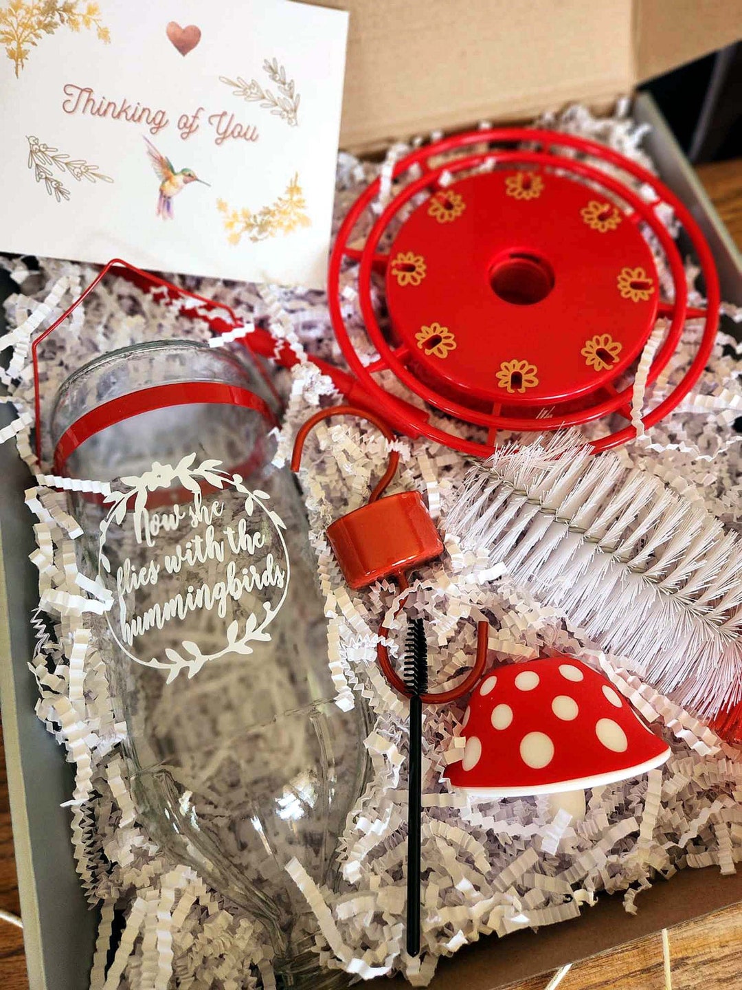 Hummingbird Gift Basket, Ant Moat, Cleaning Brushes, Whimsical Mushroom ...