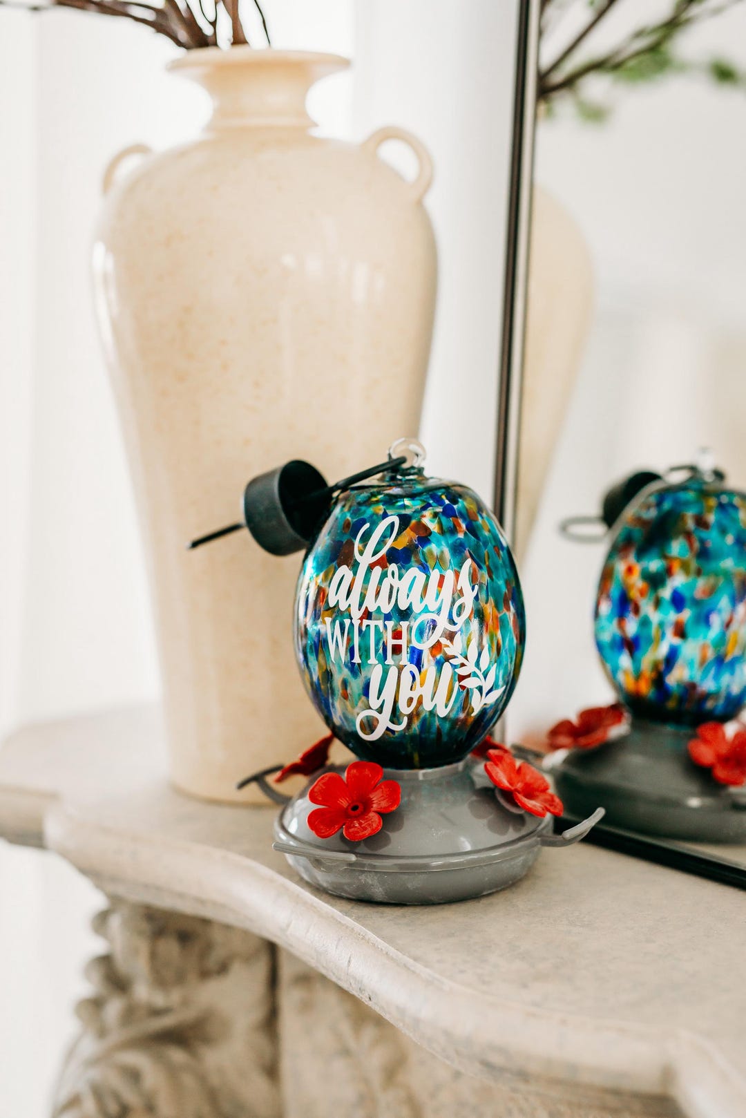 Handblown Glass Hummingbird Feeder – Custom Personalized Garden Decor ...