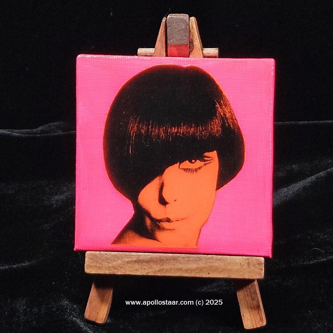 MINI 3"x3" POP ART Painting of 1960s Fashion Model Legend Peggy Moffit ...