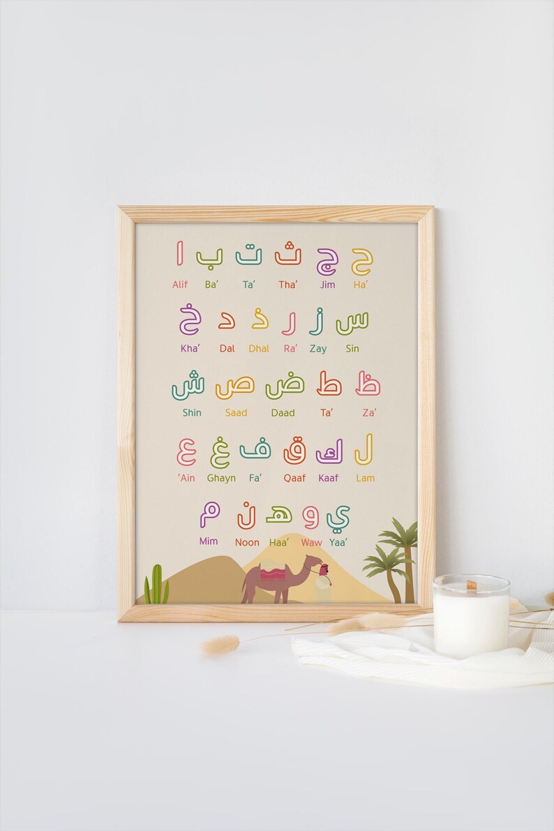 Printed Arabic Alphabet Poster for Kids - Playroom & Nursery Decor ...