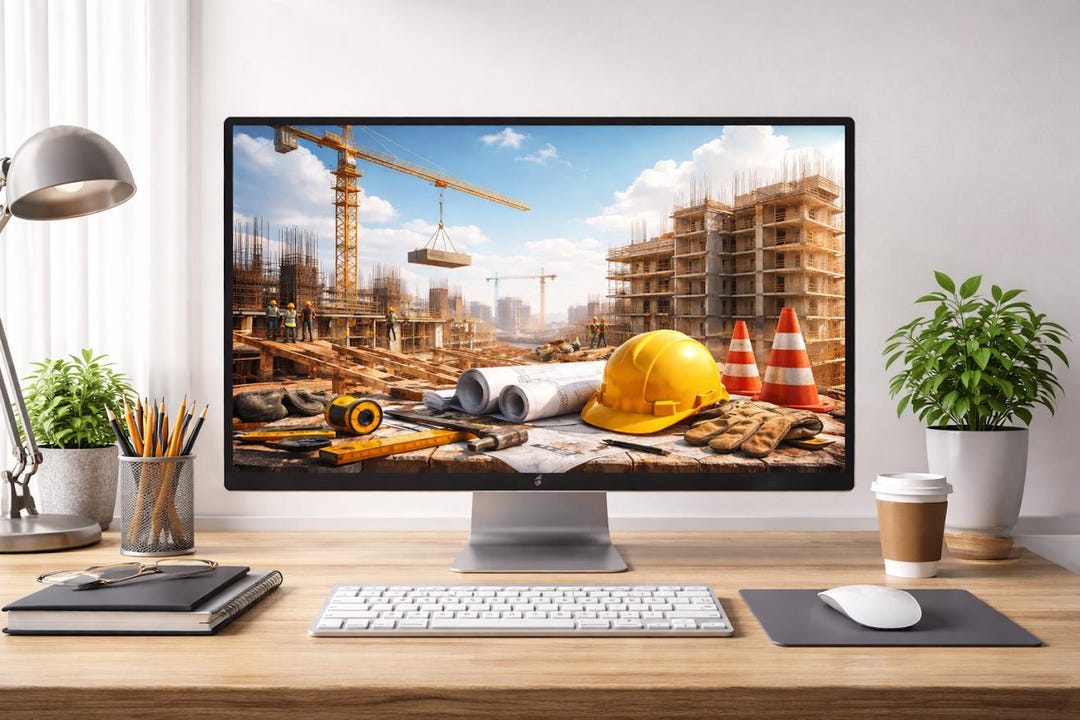 Digital Construction Theme Wallpaper Computer - Etsy