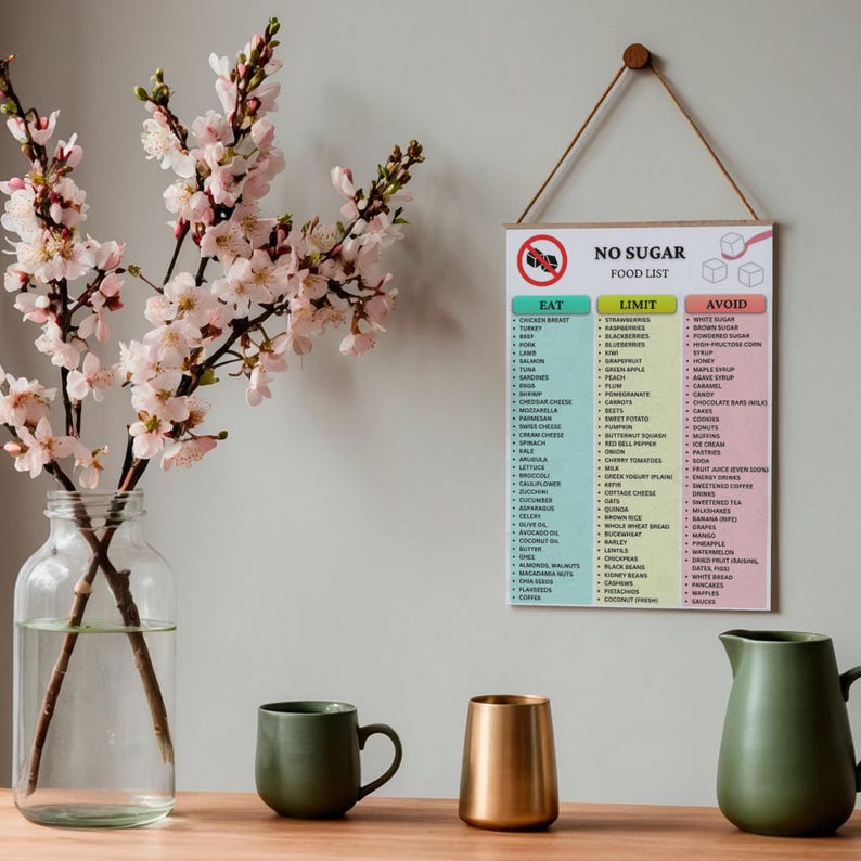 No Sugar Food List Printable, Sugar Free Foods Chart, Diabetes-friendly ...