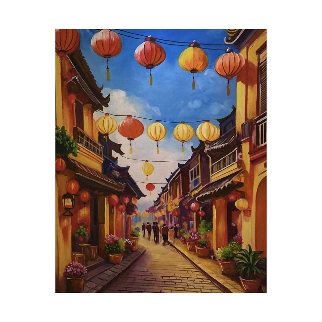 Busy Lantern Street Scene Poster - Etsy
