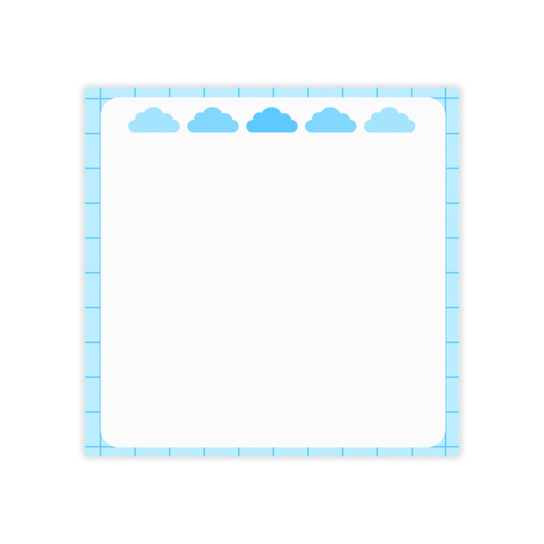 Blue Cloud Border Post-it Note Pads | Sticky Notes, Grid Edge - Etsy