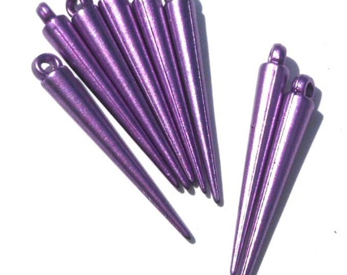 Purple Set of 8 Long 53mm Metallized Plastic Spikes, Hollow, Light ...