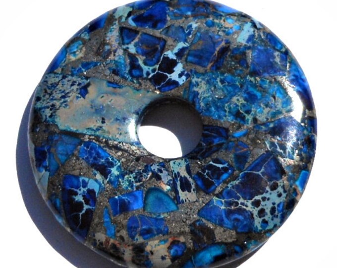 45mm Cobalt Blue Impression Jasper Stone With Pyrite Veins Donut ...