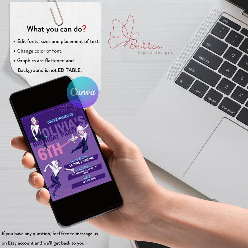 Editable Gwen Stacy Birthday Invitation | ANIMATED | Spider-woman ...