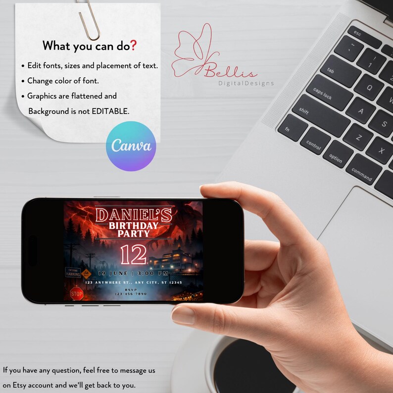 Editable Stranger Things Birthday Invitation | Canva Template ...