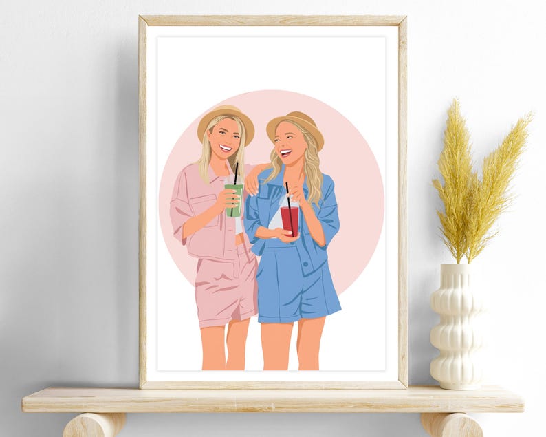 Custom Friend Portrait: Personalized Friend Birthday Gift, Cartoon ...