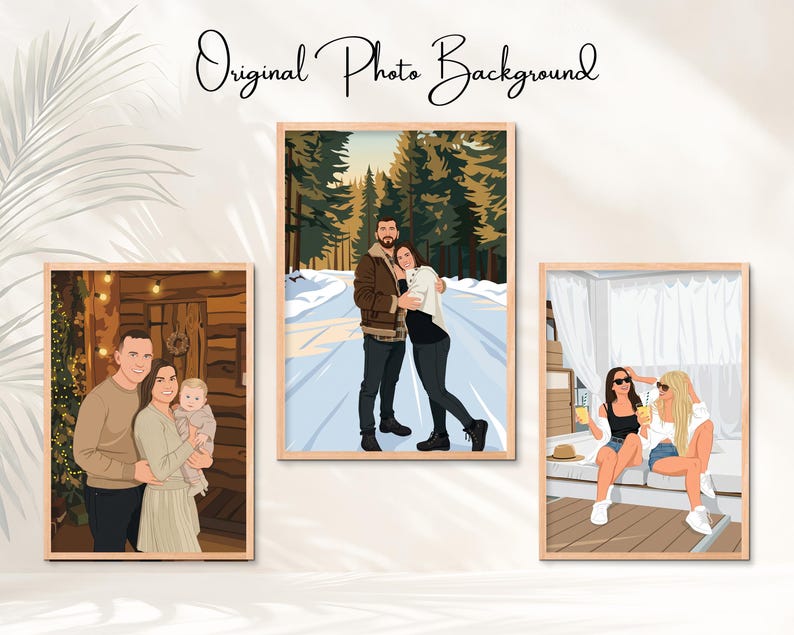 Custom Couple Portrait Illustration: Anniversary Gift for Him, Drawing ...