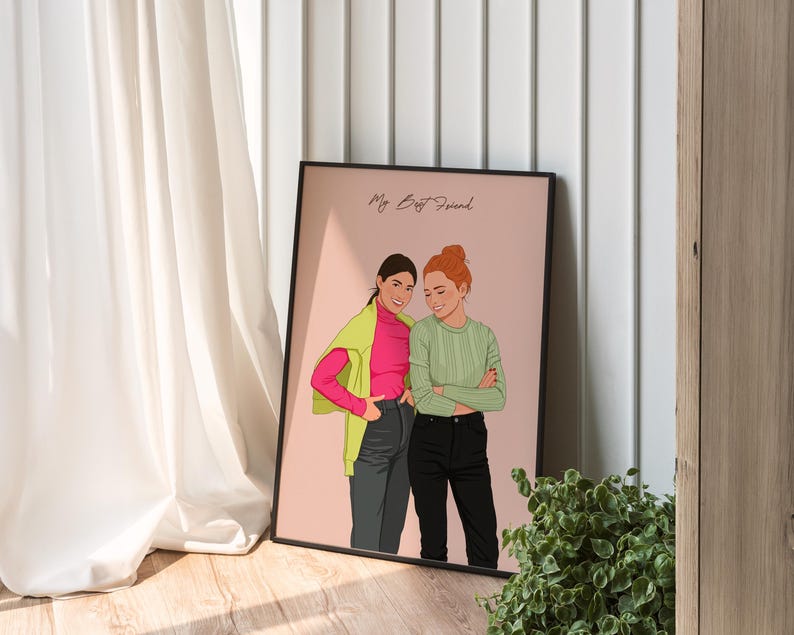 Custom Best Friend Portrait From Photo: Personalized Friendship Gift ...