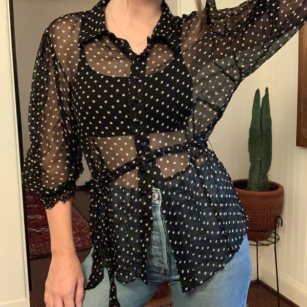 Sheer Polka Dot Top - Etsy