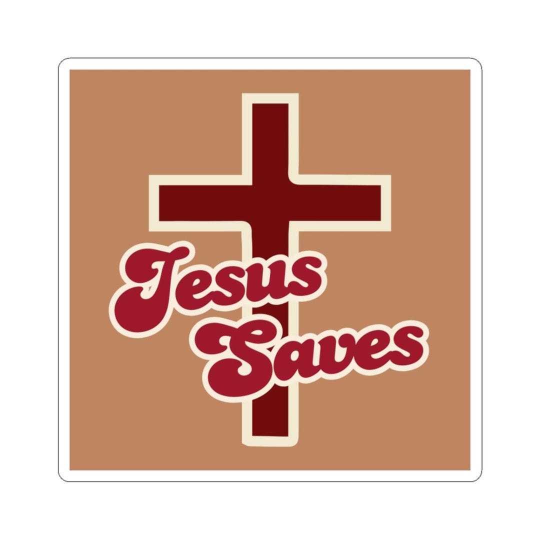 Jesus Saves Cross Sticker | Religious Christian Decal, Retro Script - Etsy