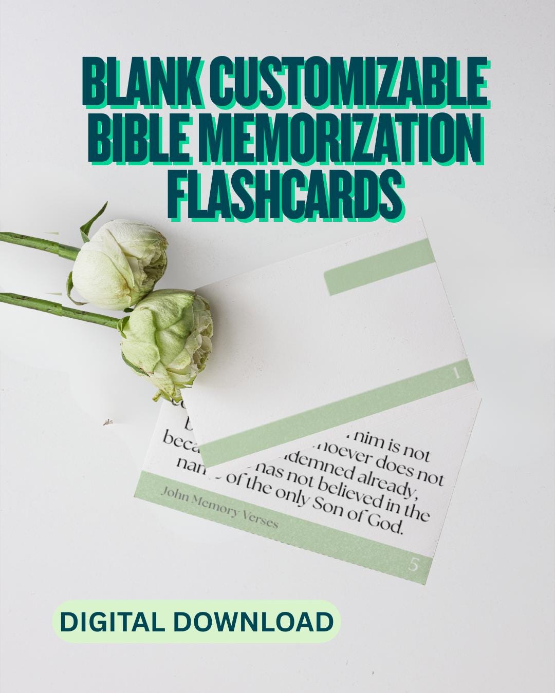 Blank Bible Memory Flashcards Printable PDF | Scripture Memorization ...