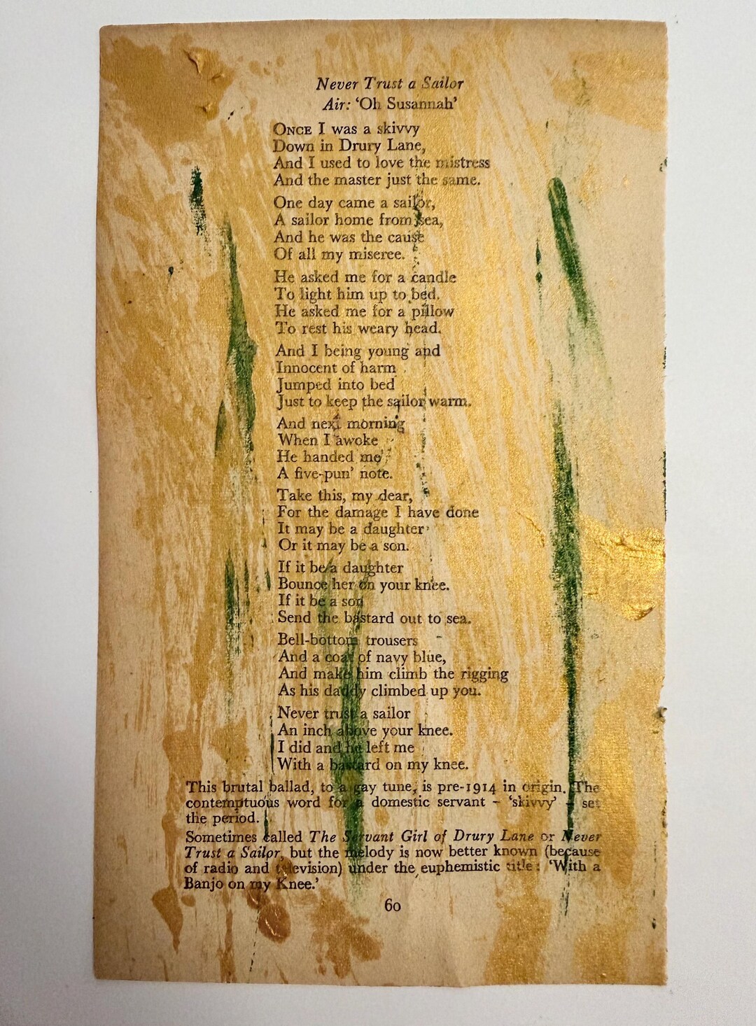 Antique Poetry Page Art | Gold Leaf & Forest Green, "never Trust a ...
