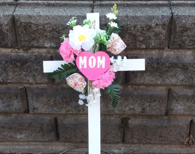 Mom Cemetery Cross Cemetery Flowers Memorial Cross Flowers - Etsy