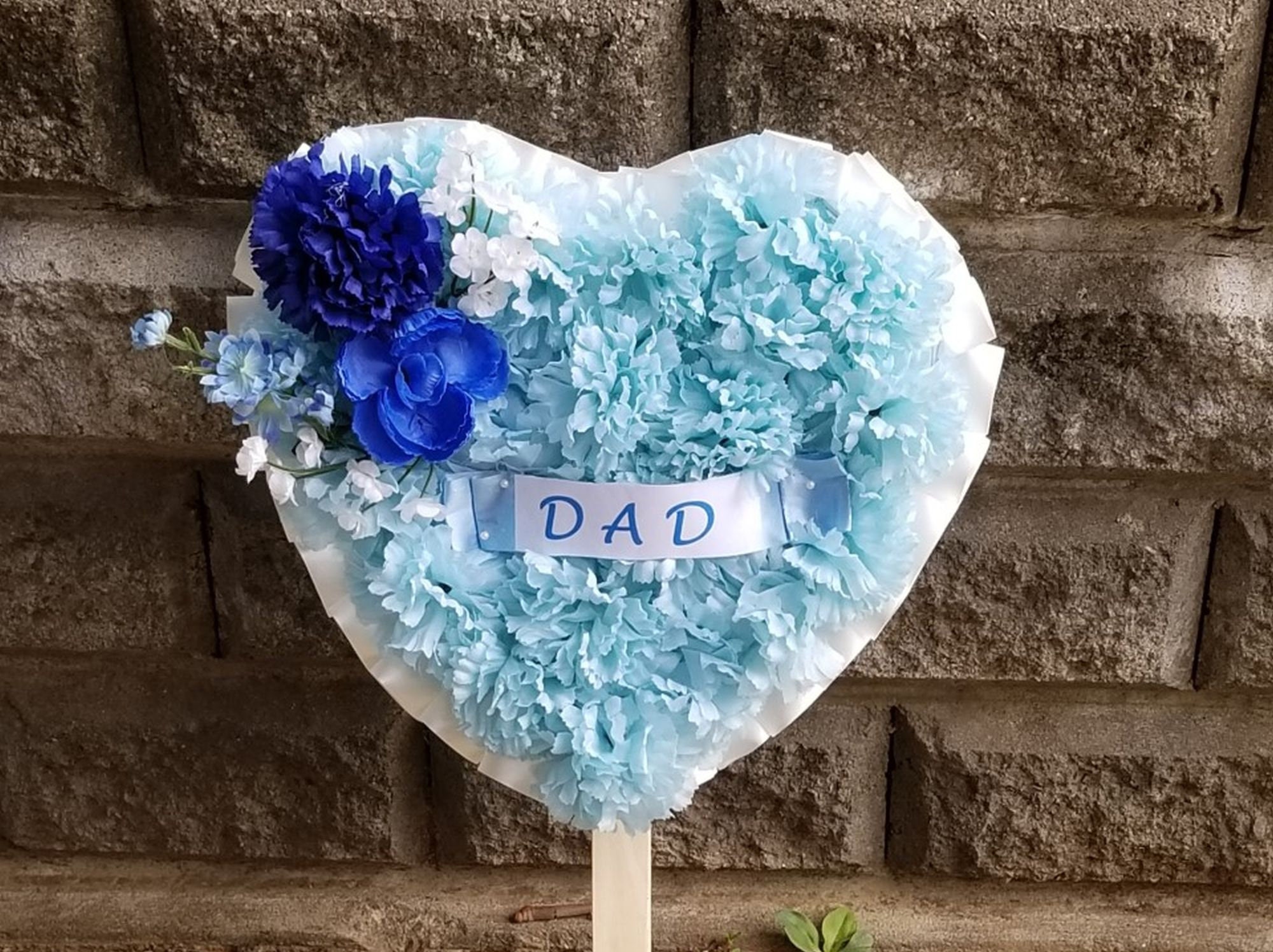 DAD Cemetery Heart Wreath DAD Memorial Artificial Flowers - Etsy