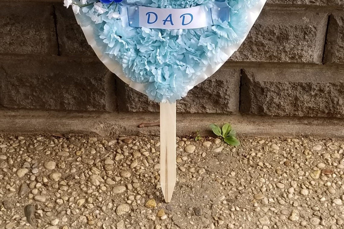 DAD Cemetery Heart Wreath DAD Memorial Artificial Flowers - Etsy