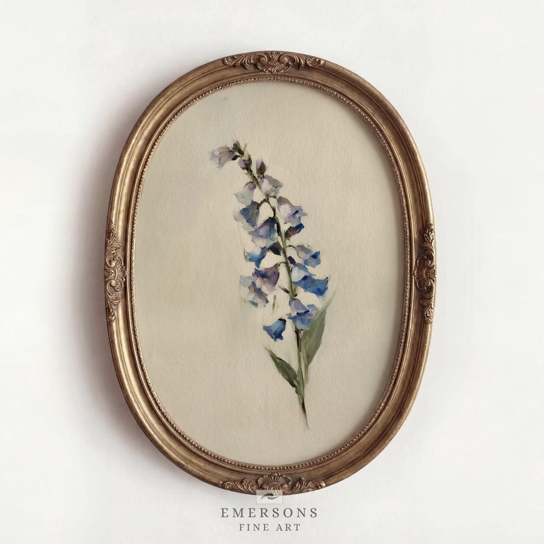 Bluebell Flower Print, Minimal Botanical Wall Art, Vintage Floral Decor ...