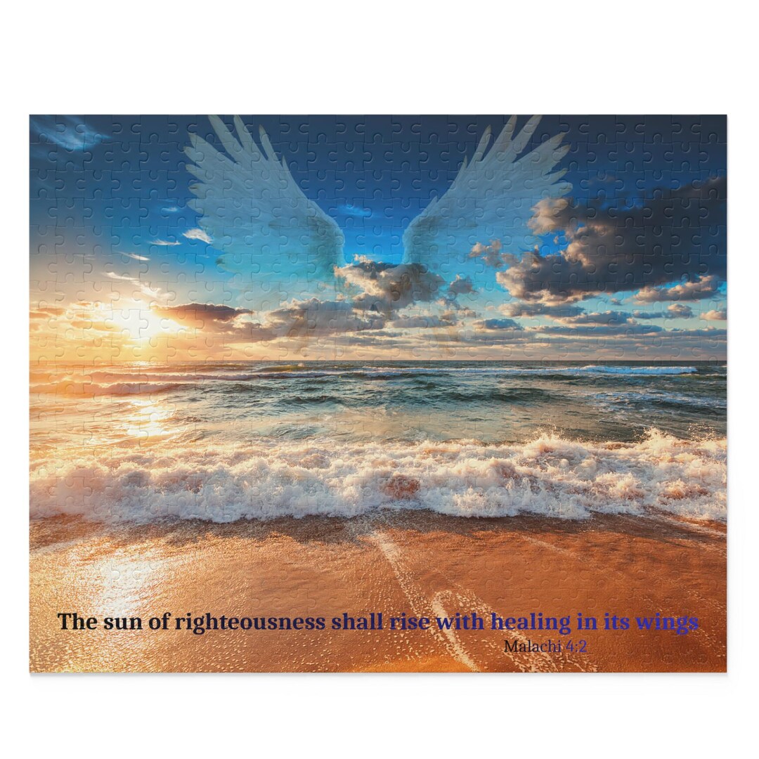 Christian Inspired Angel Wings Sunrise Puzzle | Christian Scripture ...