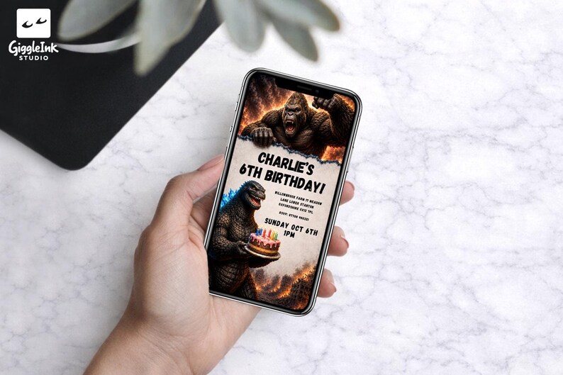 Godzilla X King Kong Birthday Invitation Template - Etsy UK