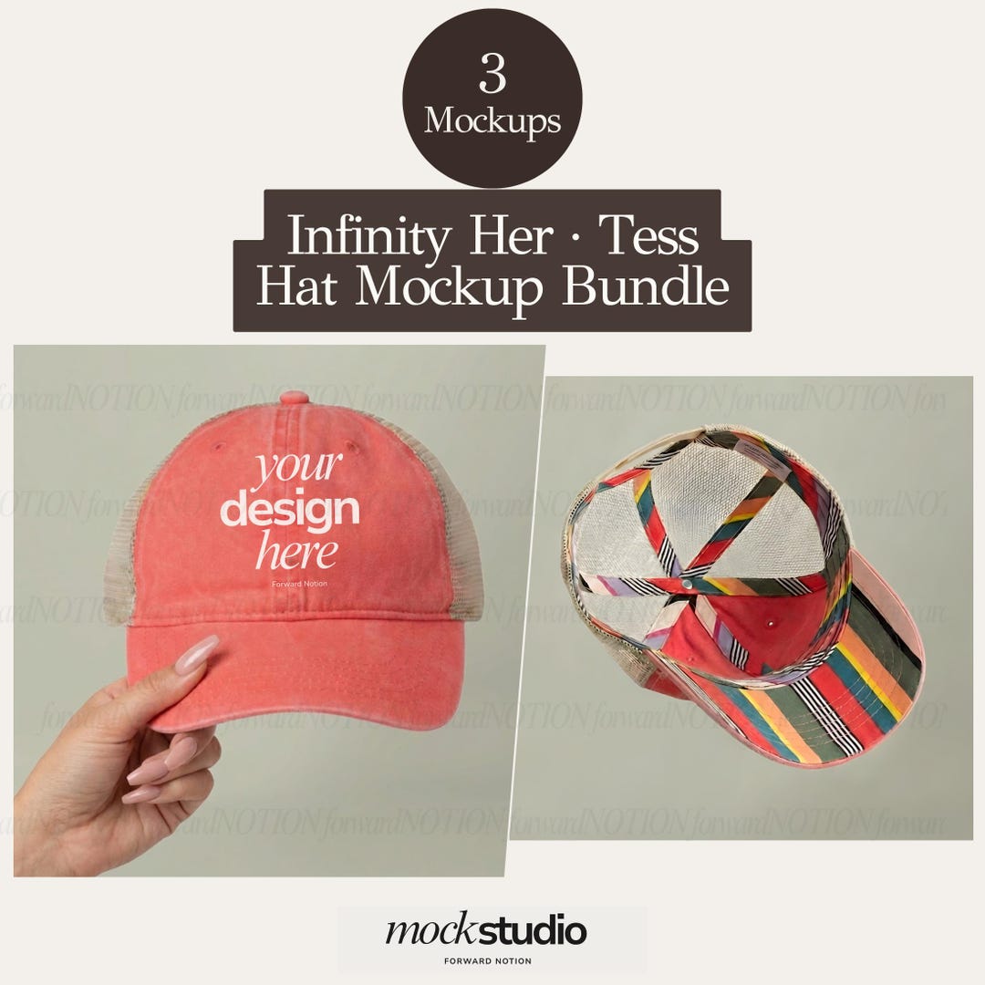 Infinity Her Tess Hat Mockup Sherbet Stripes Trucker Hat Mocks Mesh ...