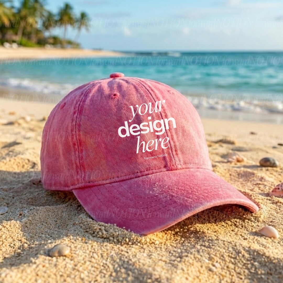 Infinity Her Cassie Hat Mockup Rose Pink Baseball Cap Mock Beach - Etsy