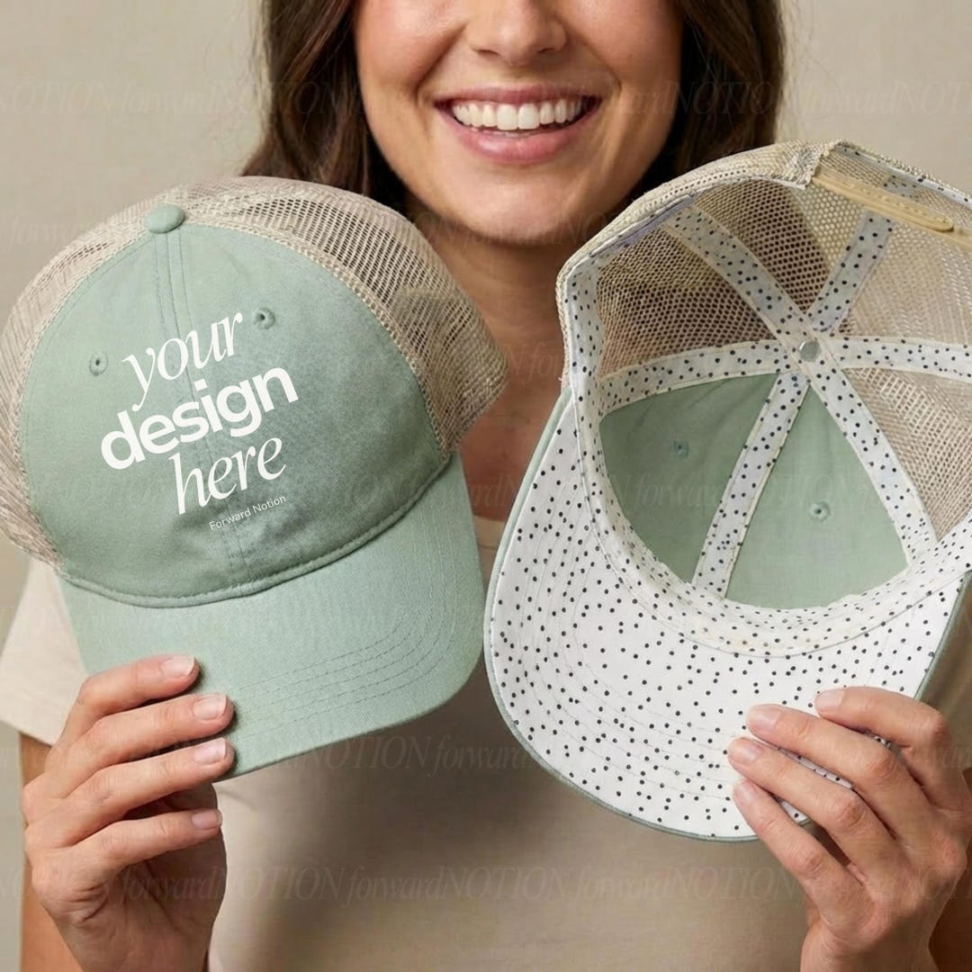 Infinity Her Tess Hat Mockup Sage Green Inside View Baseball Hat Mocks ...
