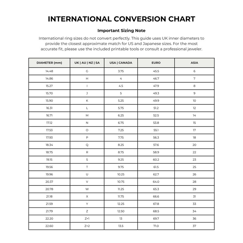 Printable Ring Size Chart & Sizer - Accurate Ring Size Guide ...