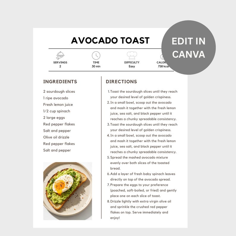Cookbook Template Canva | Fillable & Blank Cookbook Recipe Card ...