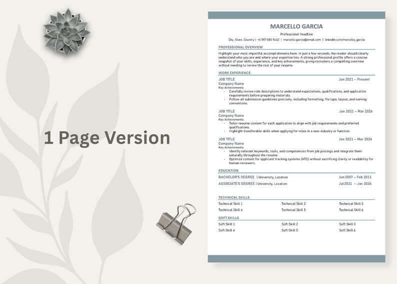 HR Approved ATS Friendly Resume Template, Word Google Docs CV, Modern ...
