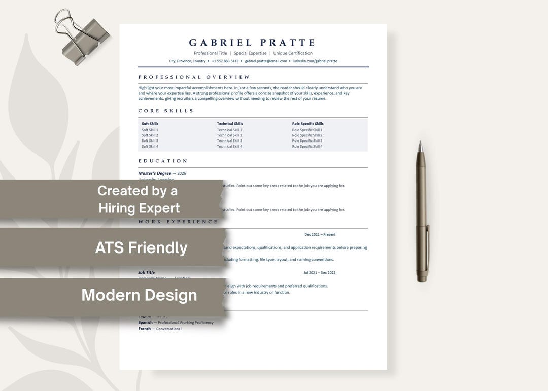 HR Approved ATS Resume Template Word Google Docs | Professional CV ...