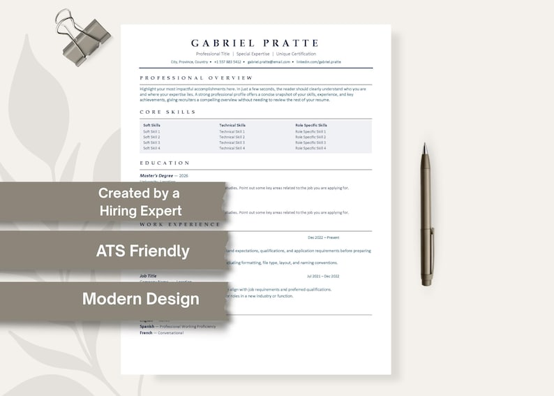 HR Approved ATS Resume Template Word Google Docs | Professional CV ...