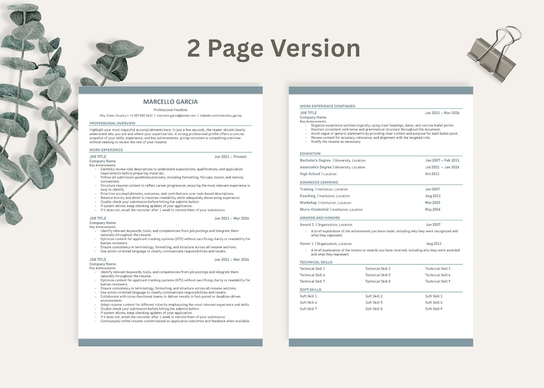 HR Approved ATS Friendly Resume Template, Word Google Docs CV, Modern ...