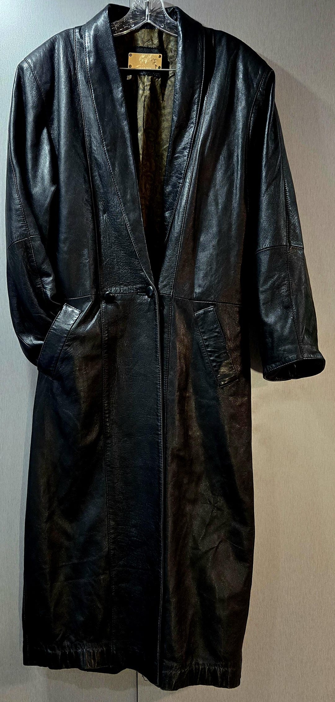 Trench Coat by Gab Firenze Italia | Vintage Black Leather | Women's ...