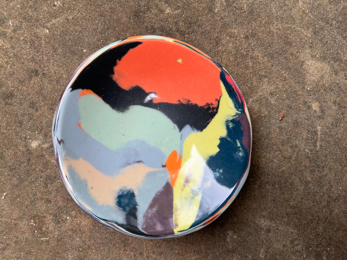 Rainbow Blob Nerikomi Ceramic Bowl Jewelry Dish 4 - Etsy