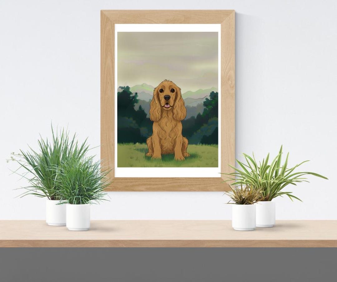 Cocker Spaniel Poster - Cartoon Dog Wall Art - Funny Dog Print - Dog ...