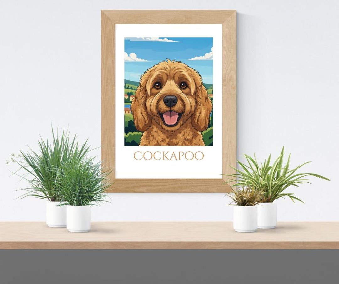 Cockapoo Poster - Cartoon Dog Wall Art - Funny Dog Print - Dog Poster ...