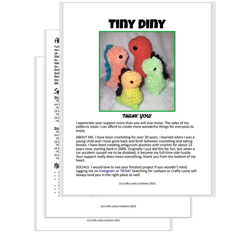 Tiny Diny No Sew Crochet Pattern Tiny T-rex Tiny Dinosaur - Etsy