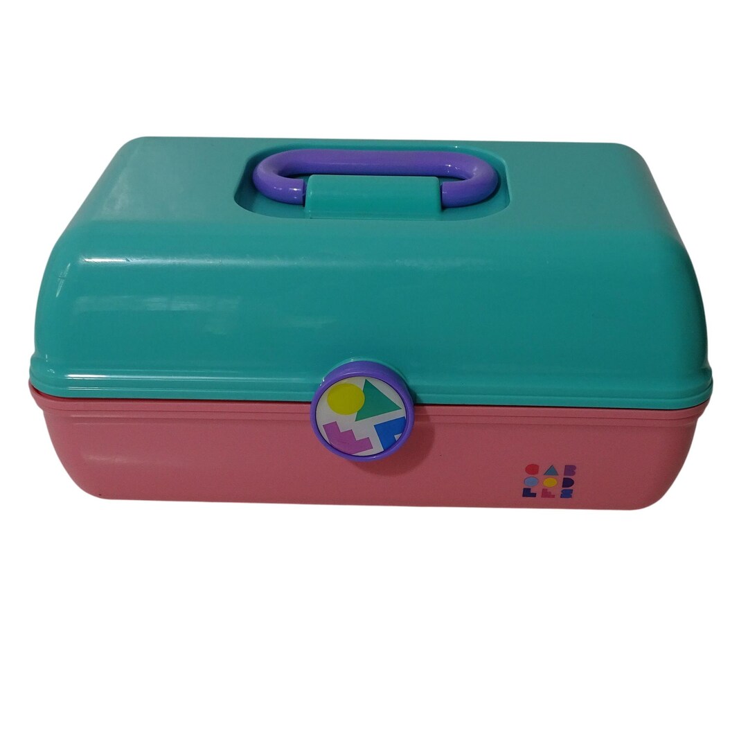 Vintage Caboodles Pink Green Plastic Makeup Organizer Case Purple ...