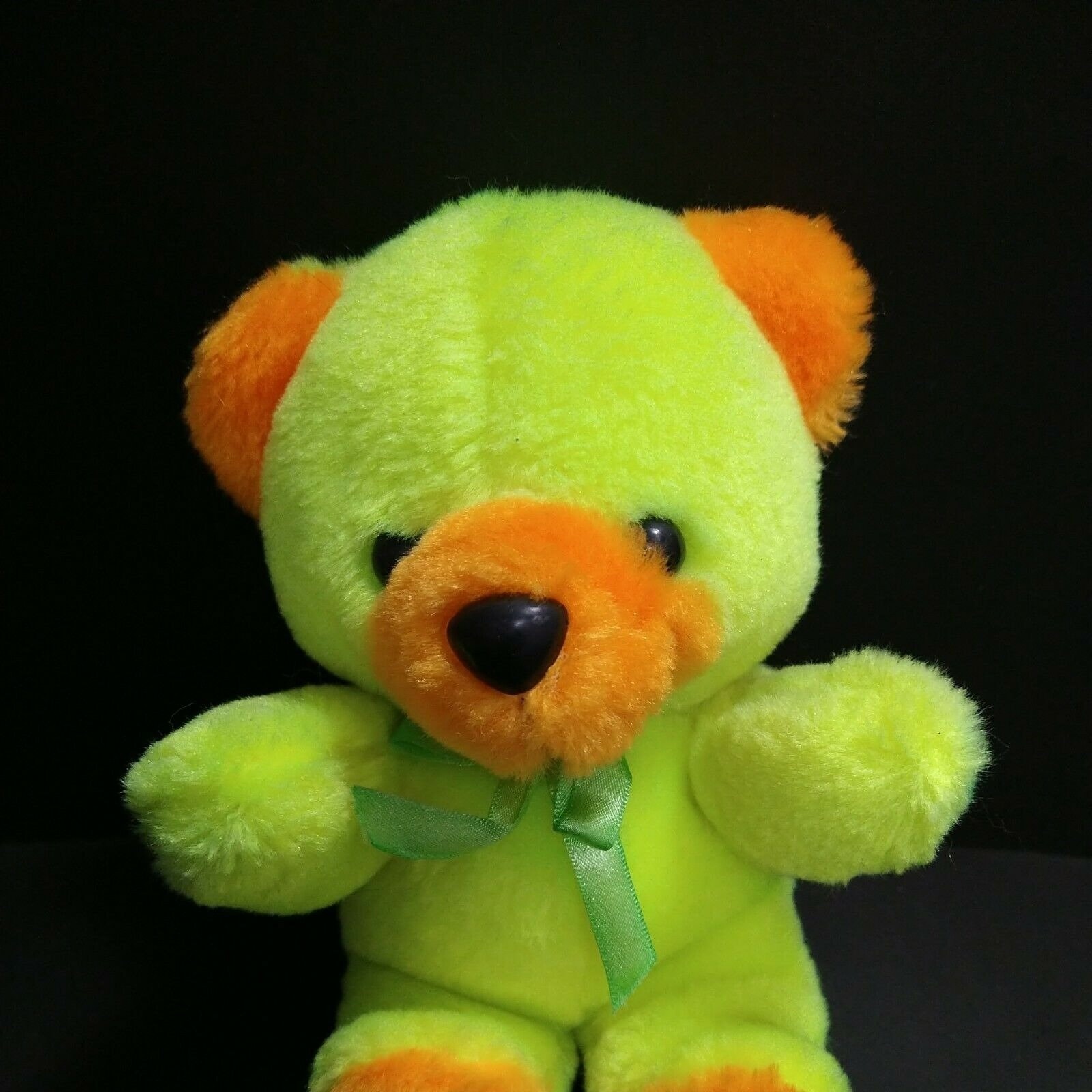 Neon Green and Orange Teddy Bear Plush Stuffed Toy 6 in Ages 5 and up ...