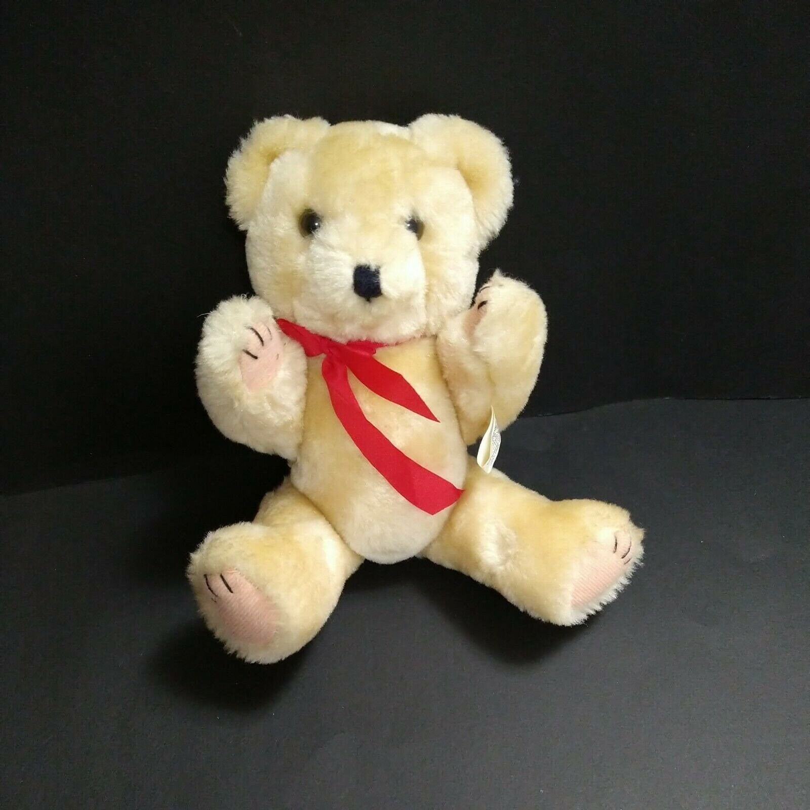 Wangs International Teddy Bear Plush Tan Jointed Arms/legs Red Bow Toy ...
