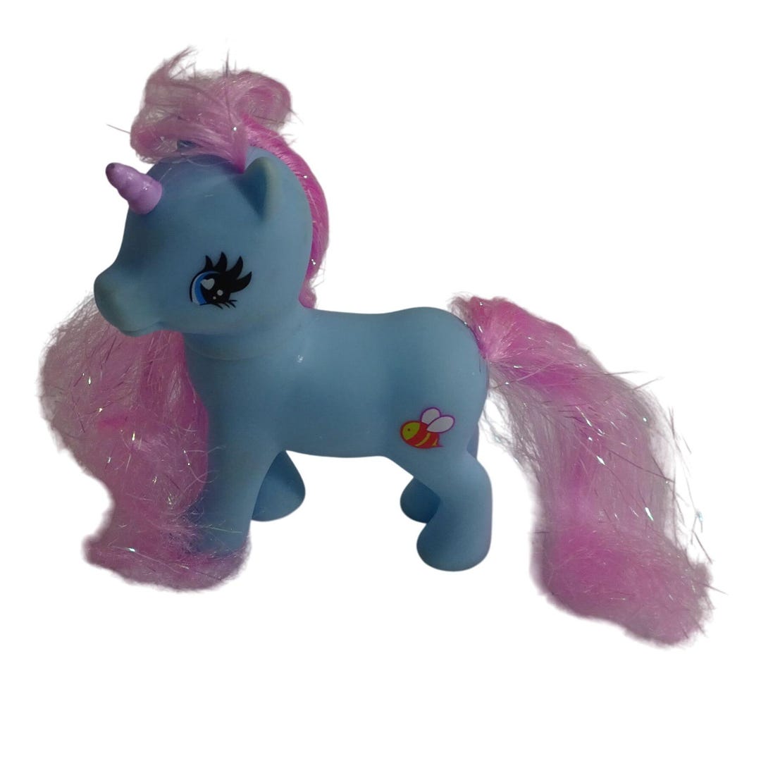 Gi-go Pony Wonder Blue Unicorn Toy Figure With Pink Hair and Bee - Etsy